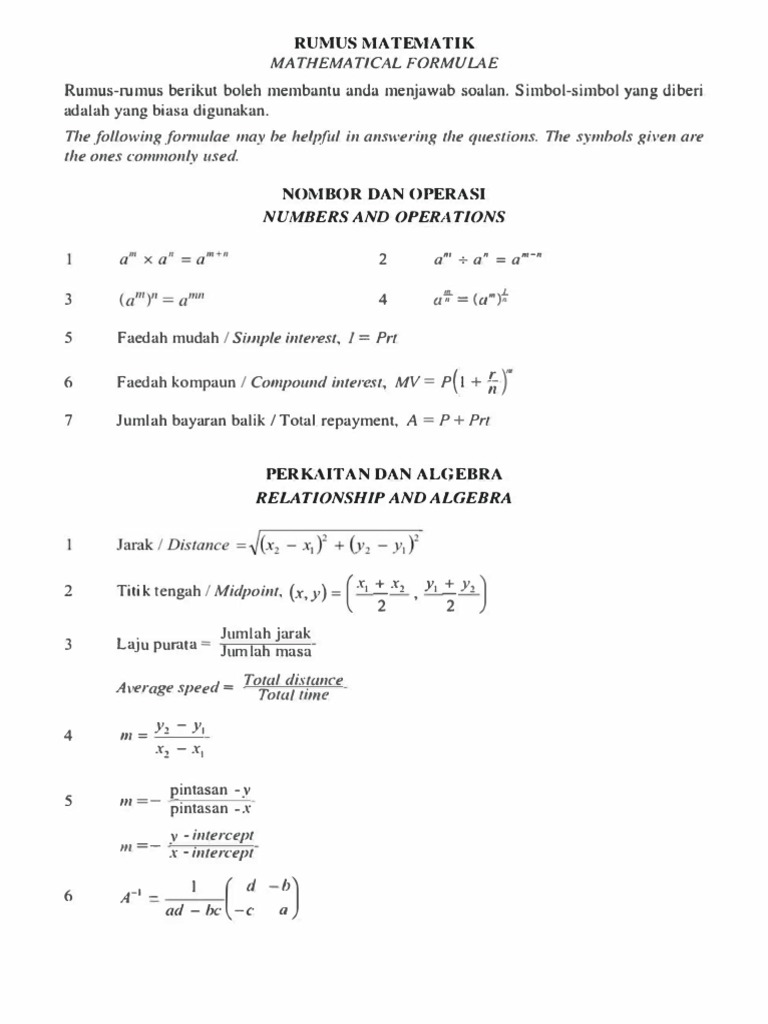 Rumus Matematik SPM | PDF