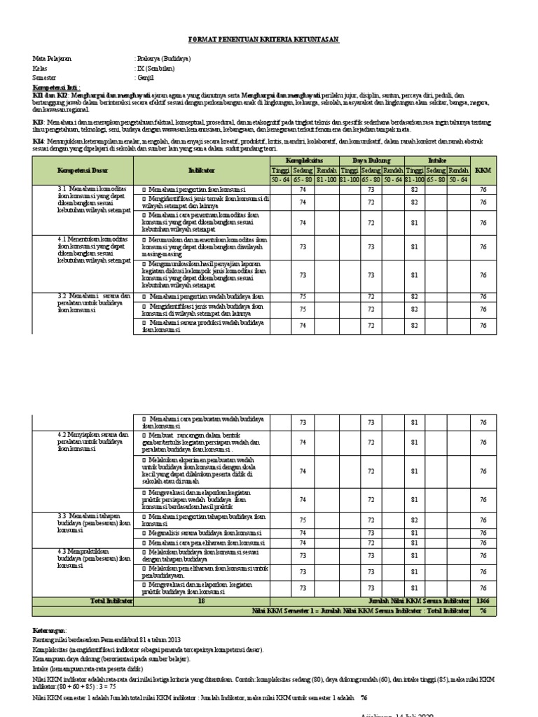 Format KKM Excel | PDF
