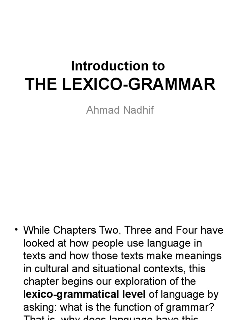 Chapter 5 Introduction To The Lexicogrammar | PDF | Language Mechanics ...