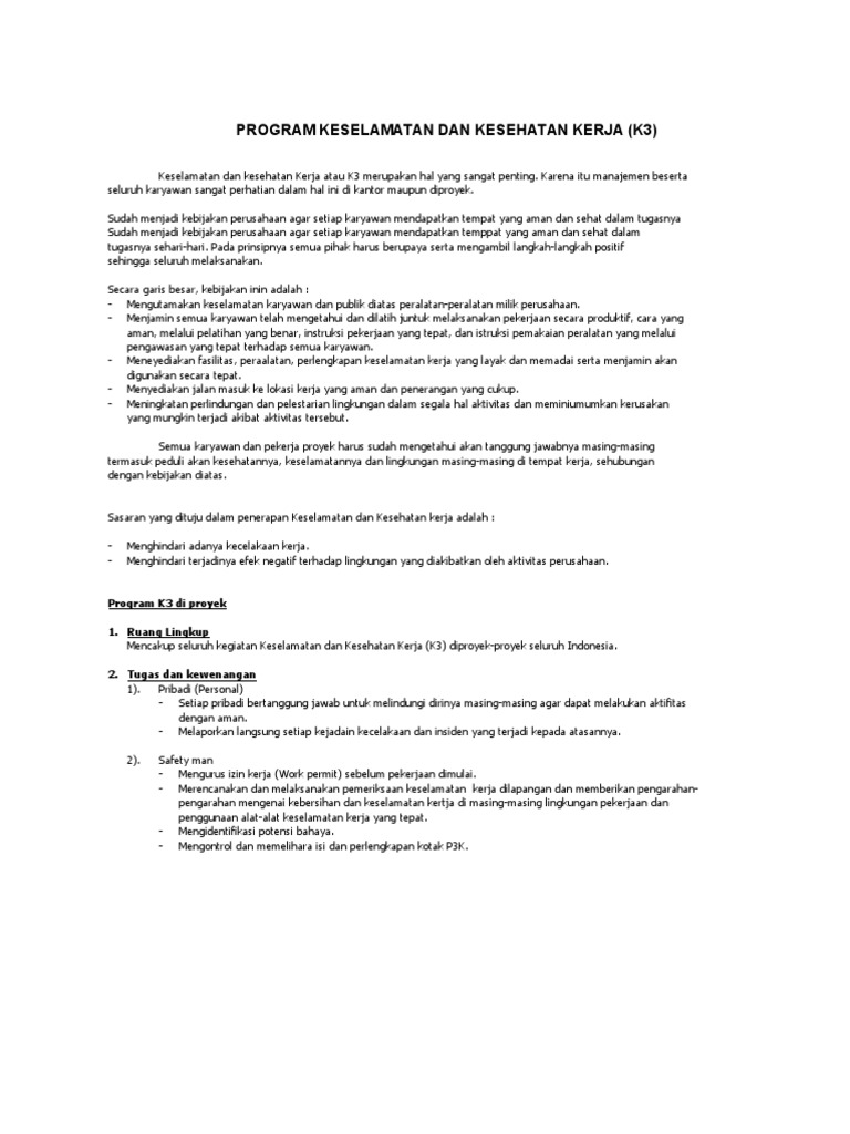 RK3K DAN PROGRAM K3 Jalan Dan Drainase | PDF