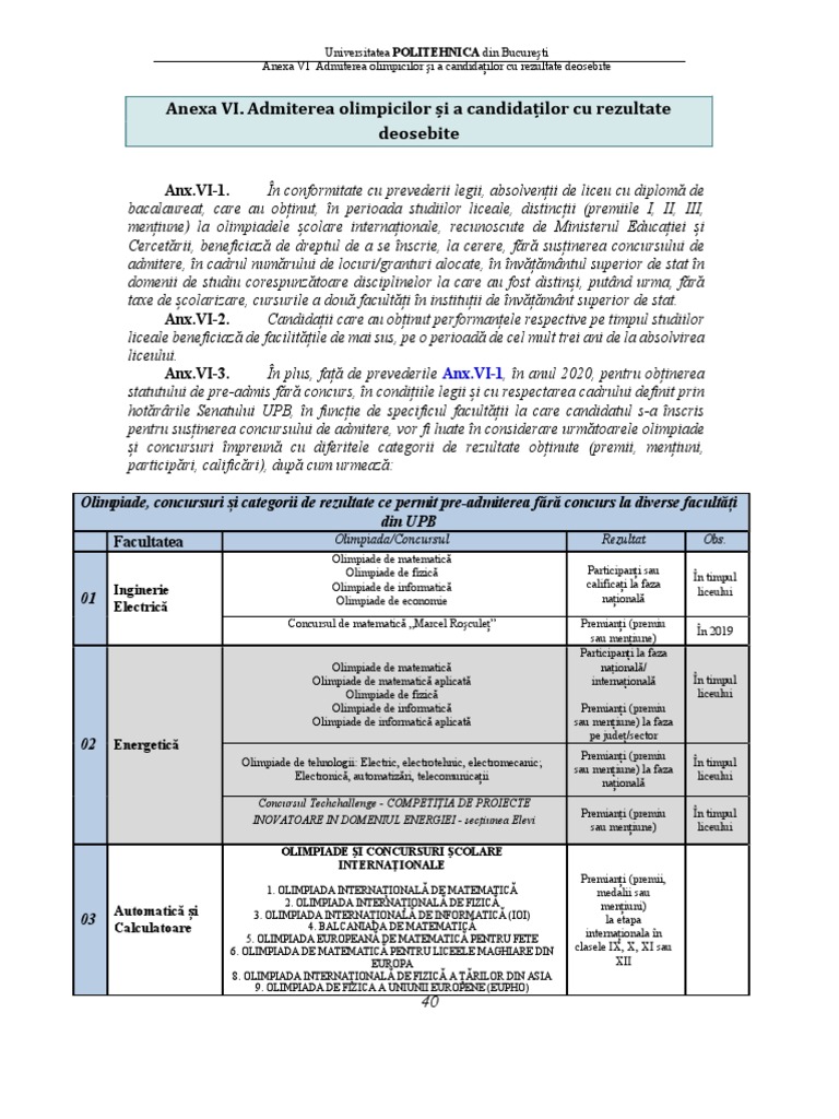 Anexa VI Regulament 1 | PDF