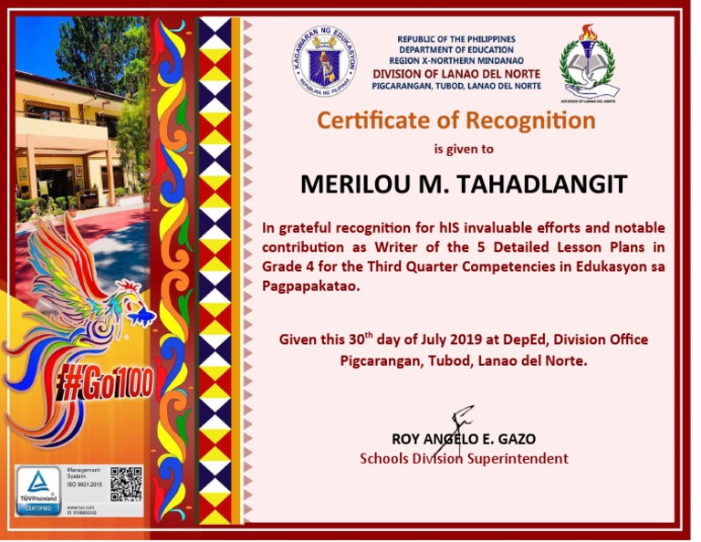Certificate of Recognition DLP Writers | PDF