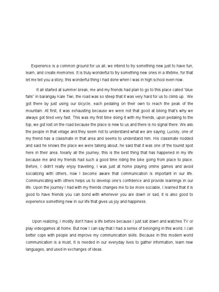 Experience Is A Common Ground For Us All | PDF
