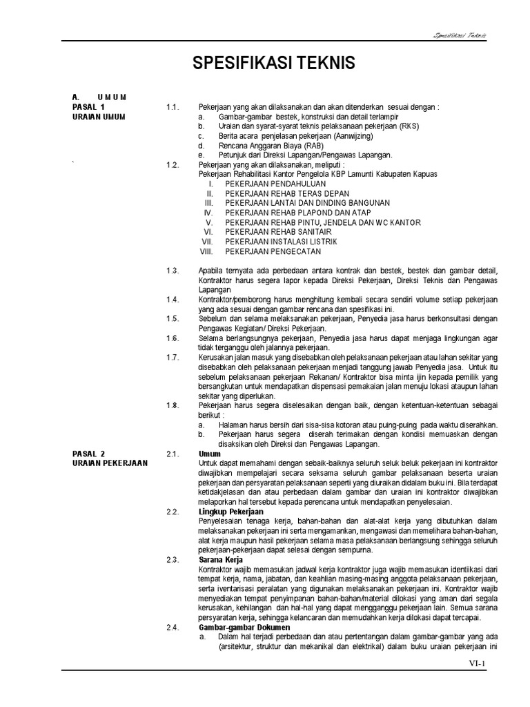 Spesifikasi Teknis KBP Lamunti Ok | PDF | Griya & Taman | Teknologi & Rekayasa