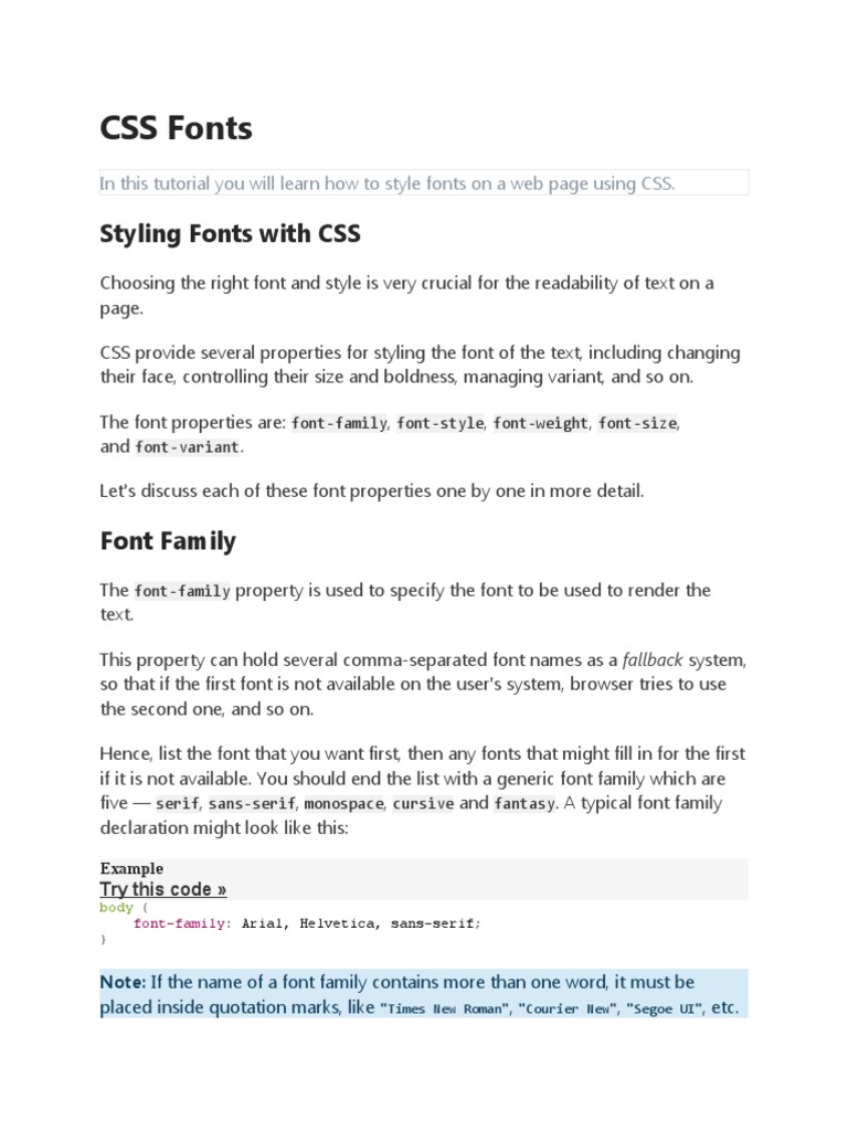 CSS Fonts | PDF | Typefaces | Typography