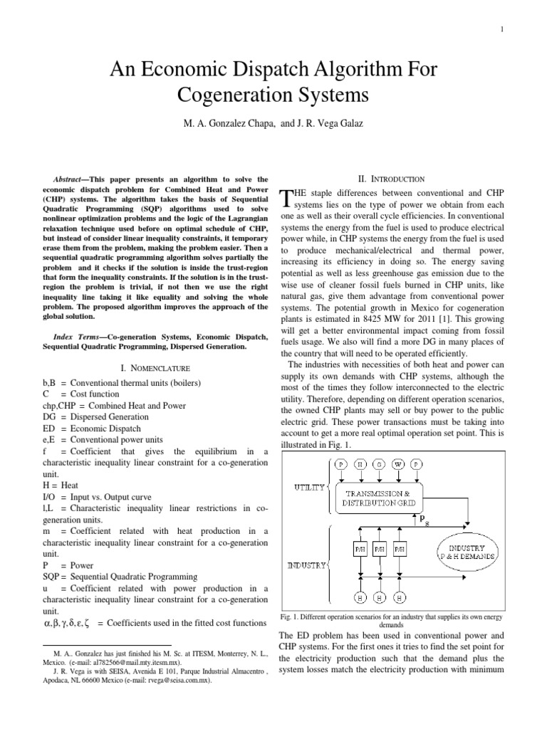 Economic Dispatch for CHP Systems | PDF | Mathematical Optimization ...
