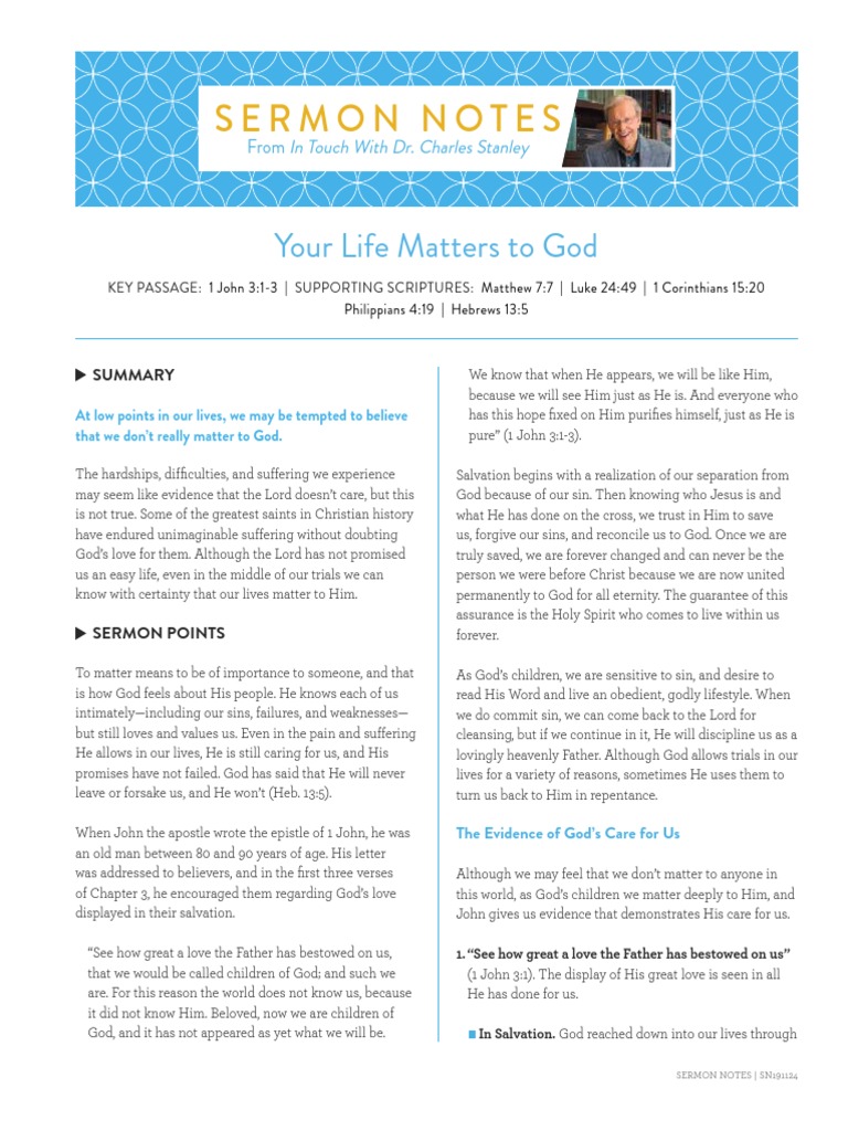 Your Life Matters To God | PDF | Jesus | Salvation
