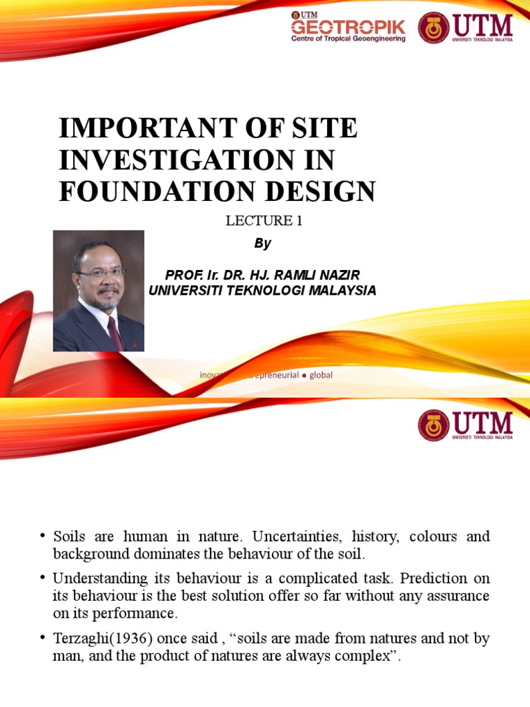 Lecture 1 Important of Site Investigation in Foundation Design | PDF ...