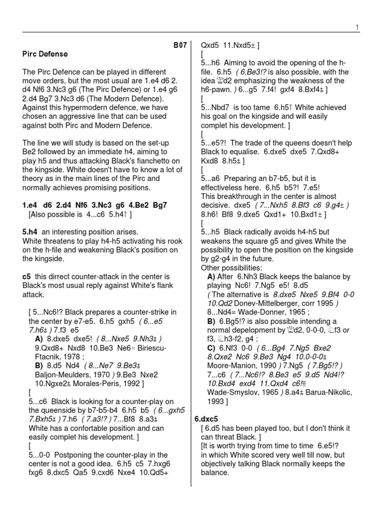 Pirc Defense | PDF | Chess Theory | Chess