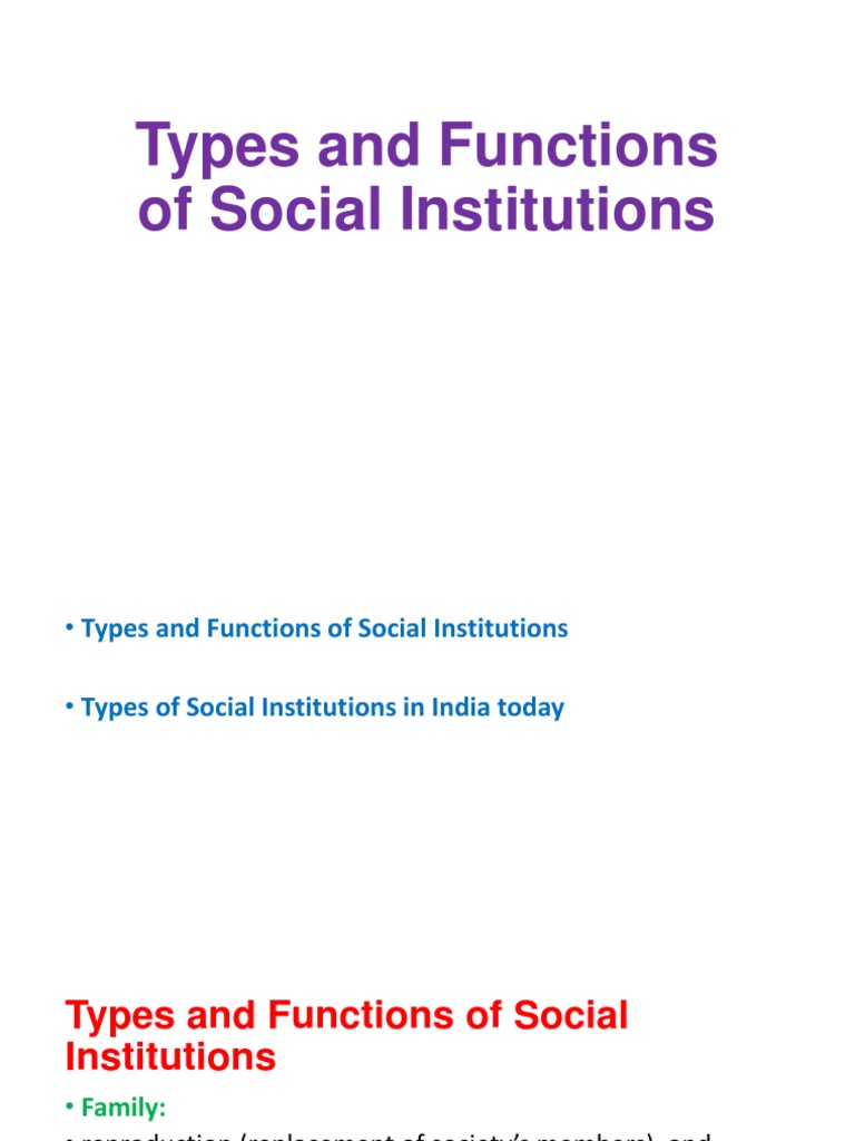 Types and Functions of Social Institutions | PDF | Institution | Governance