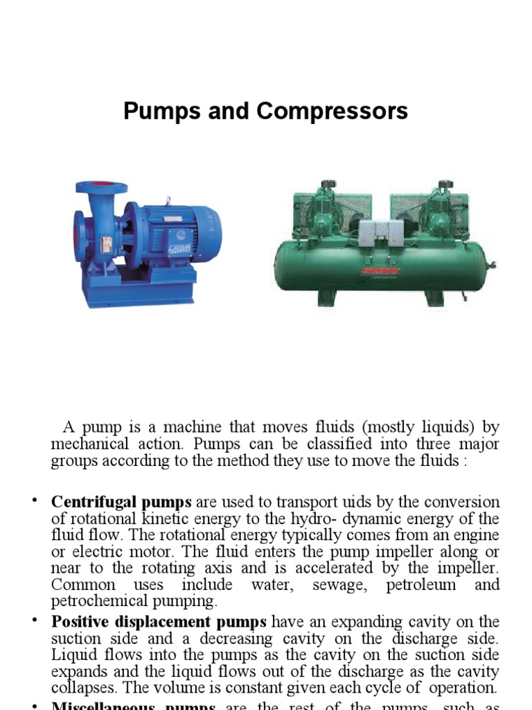 Pumps vs. Compressors Overview | PDF | Pump | Pressure