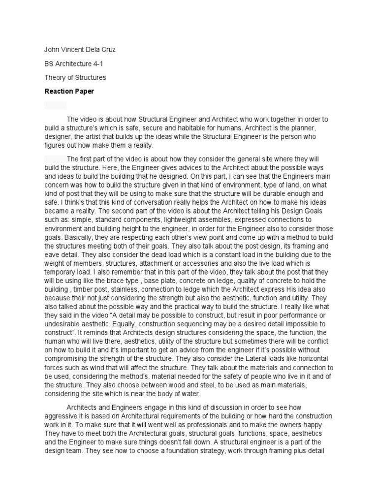 Reaction Paper | PDF | Architect | Design
