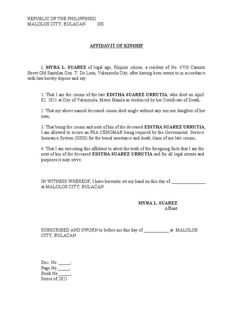 Affidavit of Kinship | PDF