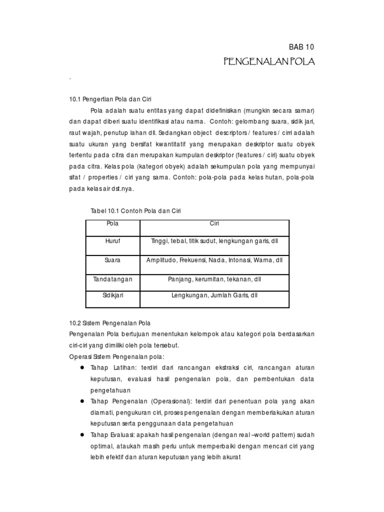 Bab - 10 - Pengenalan Pola | PDF