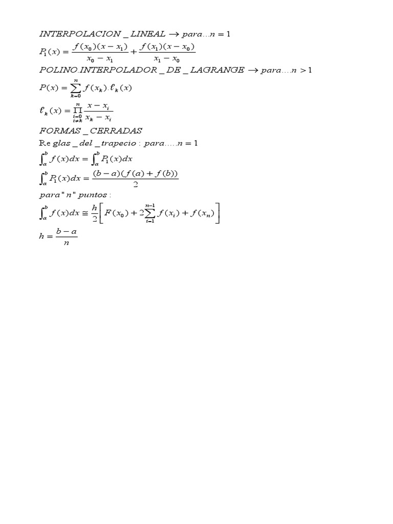 Formulario de Metodos Numericos | PDF
