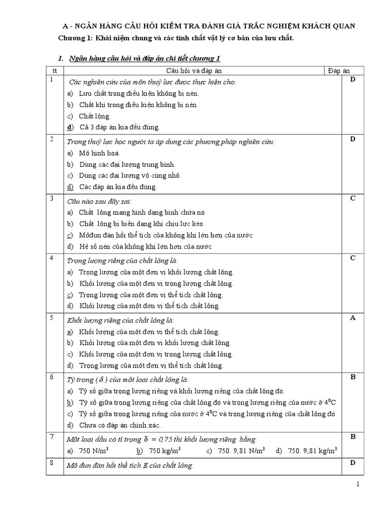 (123doc) Bo Tai Lieu Trac Nghiem Mon Co Luu Chat Co Dap An | PDF