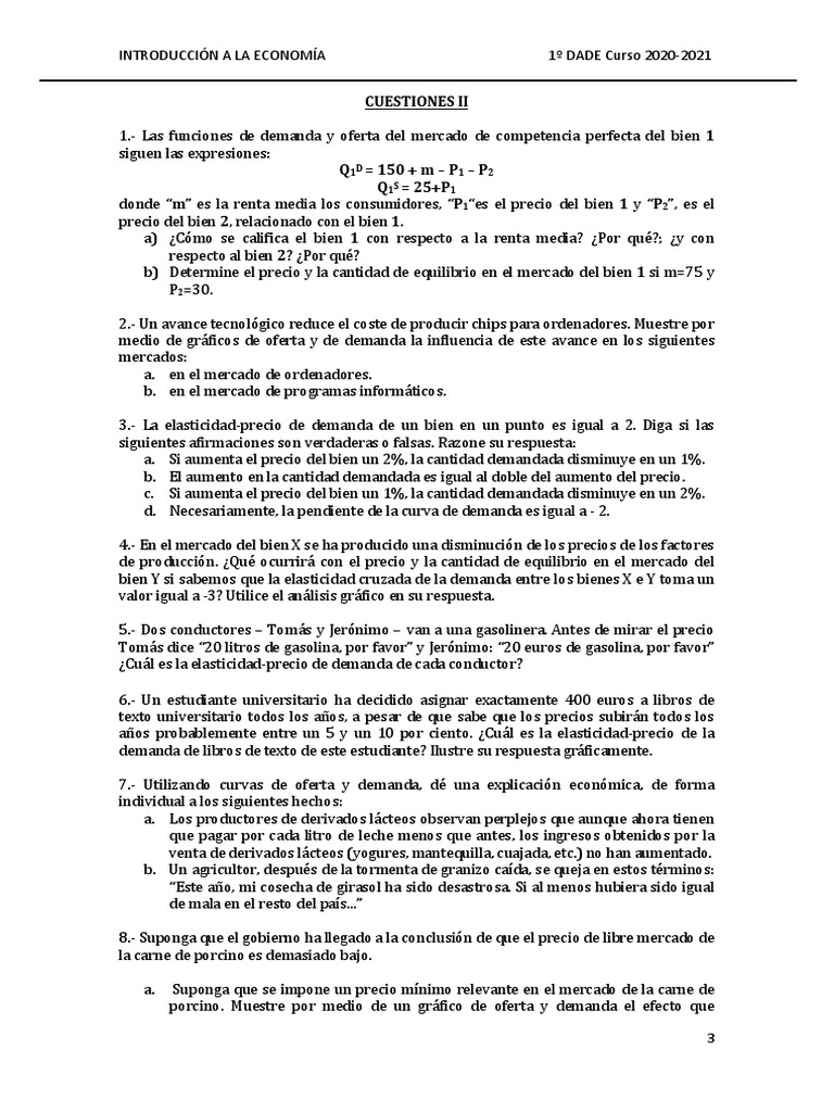 Cuestiones II | PDF | Oferta y demanda | Mercado (economía)