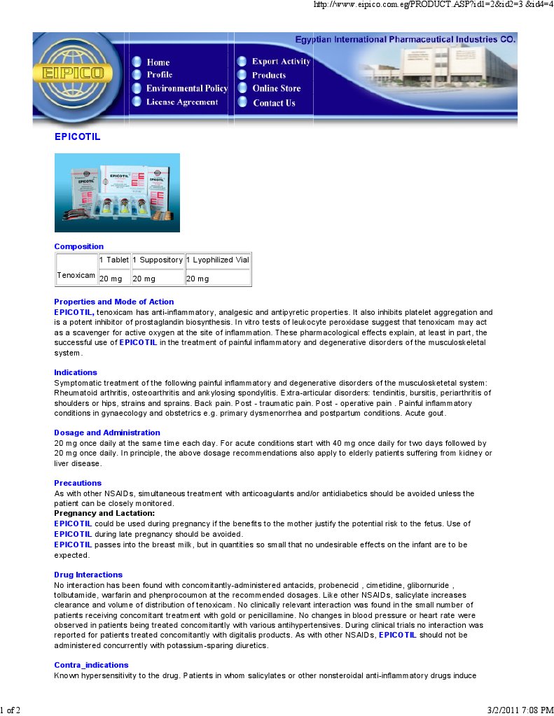 epicotil | Nonsteroidal Anti Inflammatory Drug | Drugs