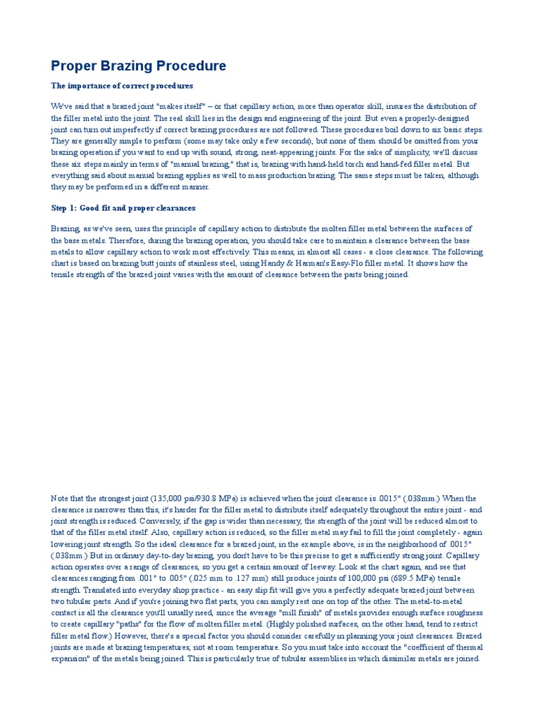 Proper Brazing Procedure: The 6 Key Steps | PDF | Metals | Applied And ...