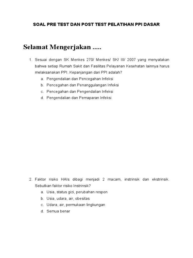 Soal Pre Test Ppi Dasar | PDF