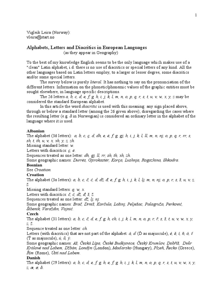 Alphabets, Letters and Diacritics in European Languages: Albanian | PDF ...