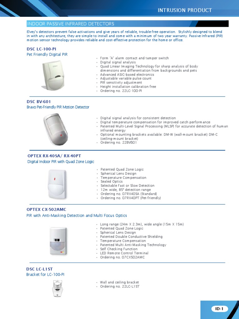 Indoor Passive Infrared Detectors: DSC LC-100-PI | PDF | Electrical ...