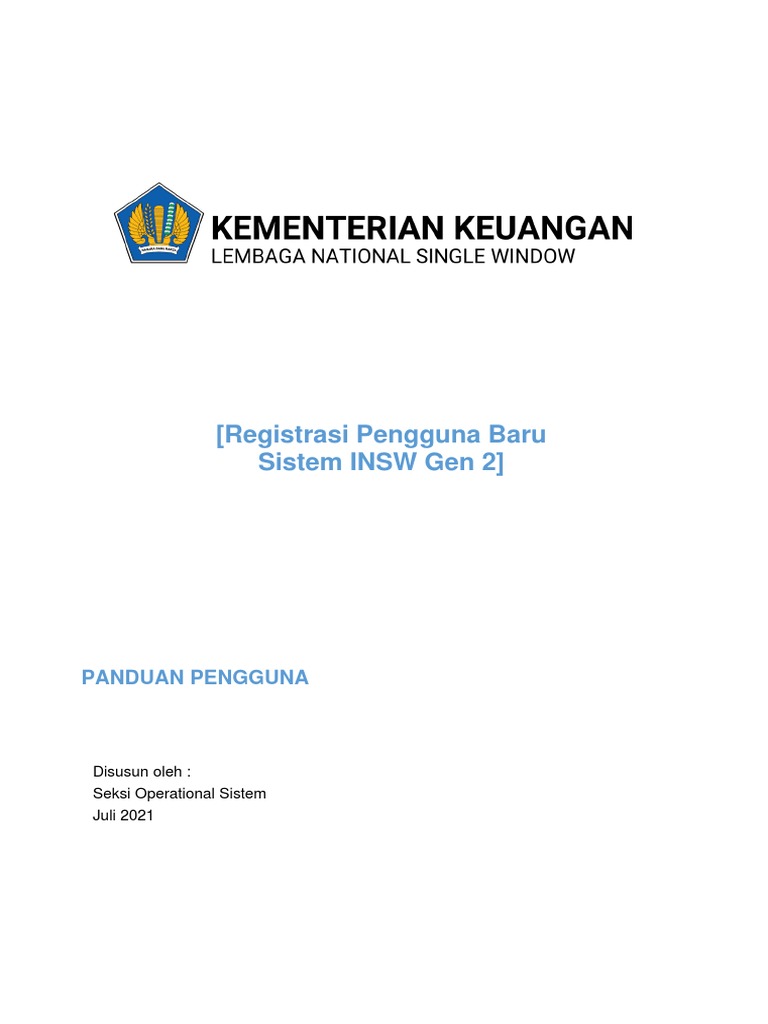Panduan Registrasi User INSW | PDF