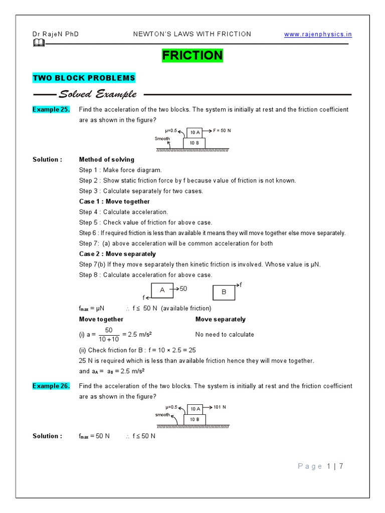Friction: Two Block Problems | PDF | Friction | Force