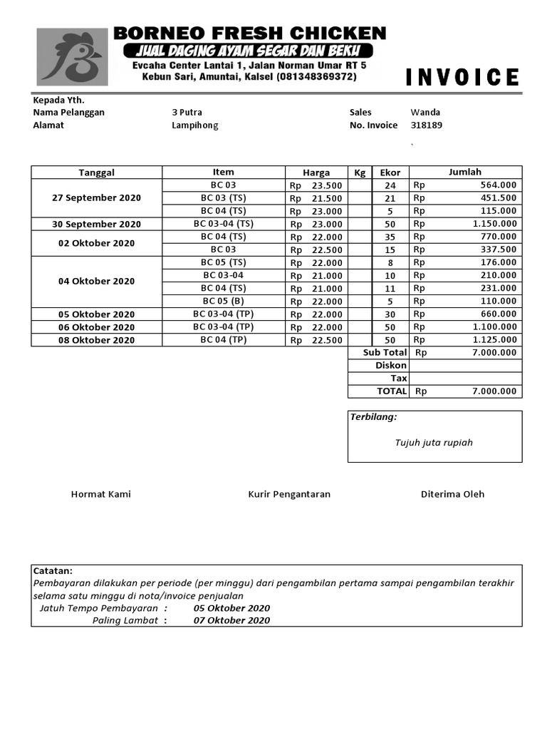 Nota Penjualan Sapi 2020 | PDF | Pengelolaan Keuangan & Uang