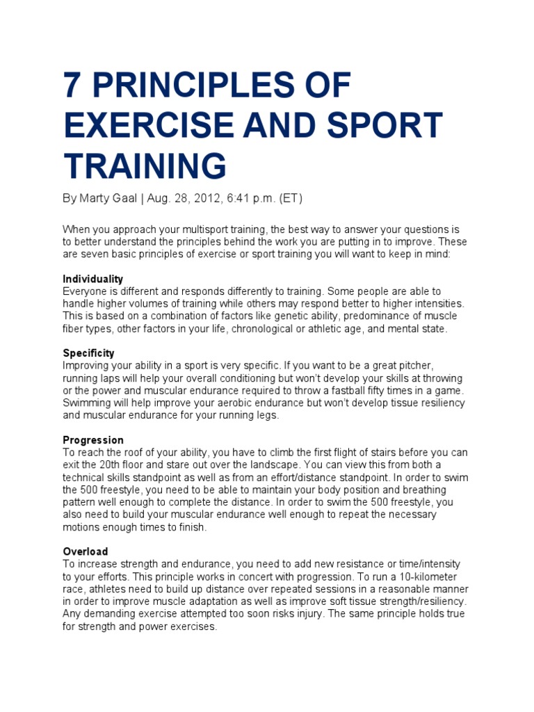 7 Principles of Exercise and Sport Training | PDF | Track And Field ...