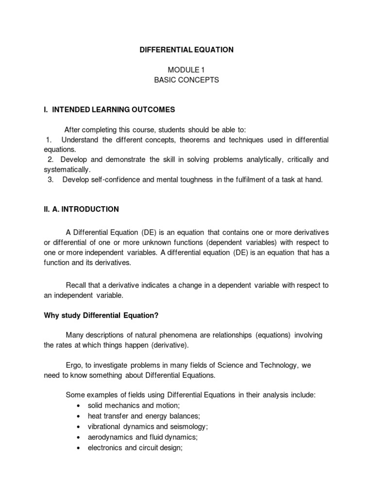 Module 1 in Differential Equation | PDF | Equations | Differential ...