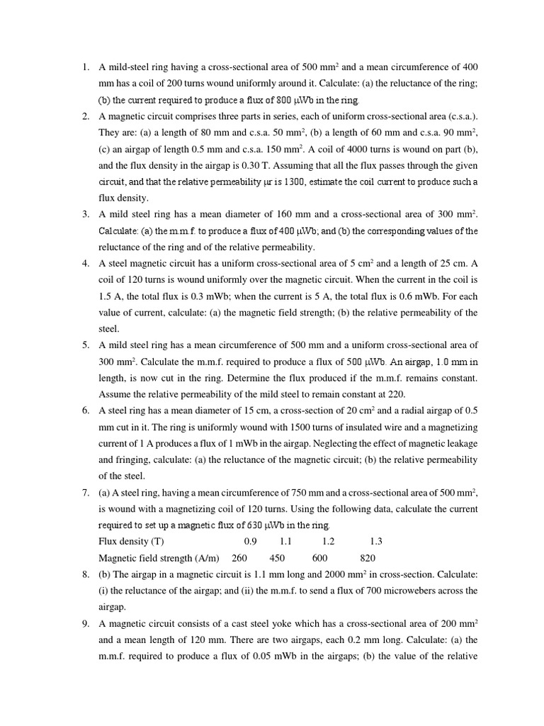 Magnetic Circuit Problems From Hughes | PDF | Inductor | Applied And ...