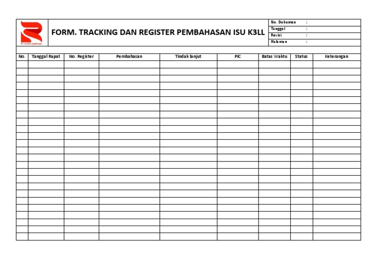 Formulir Register Isu K3LL | PDF | Hukum