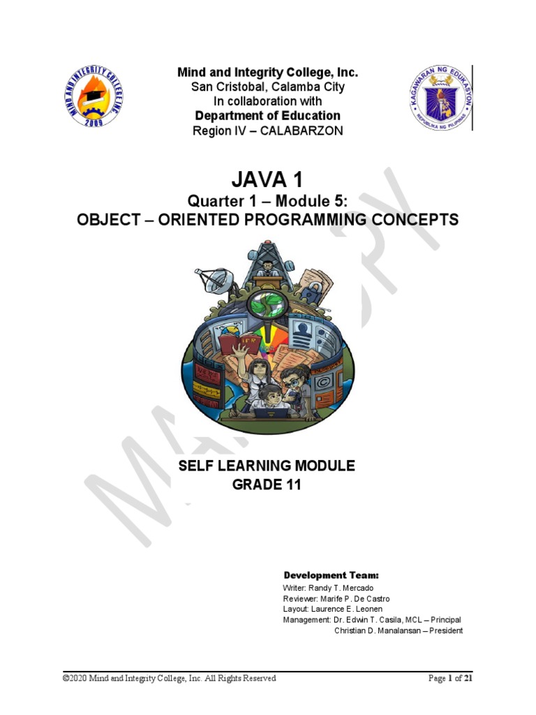 Java 1: Quarter 1 - Module 5: Object - Oriented Programming Concepts | PDF | Inheritance (Object ...