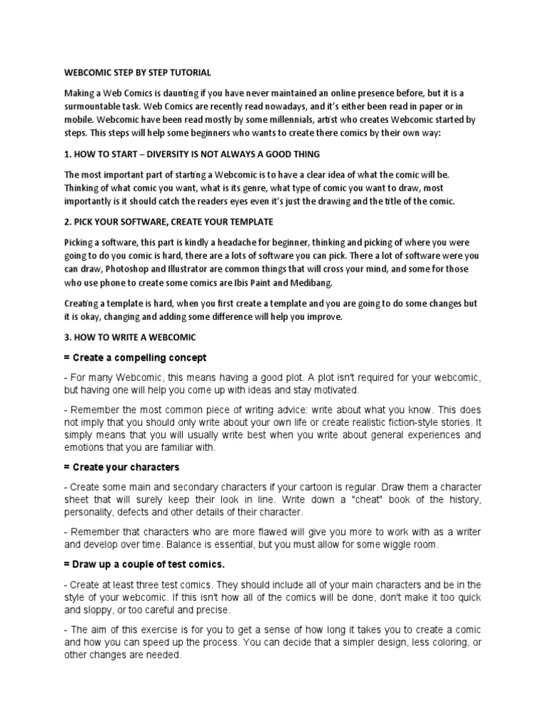 Webcomic Step by Step Tutorial | PDF