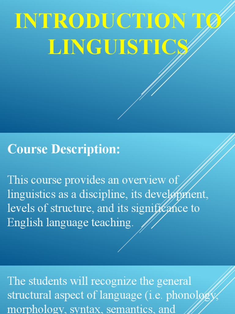 Intro To Linguistics Course Intro | PDF | Linguistics | Word