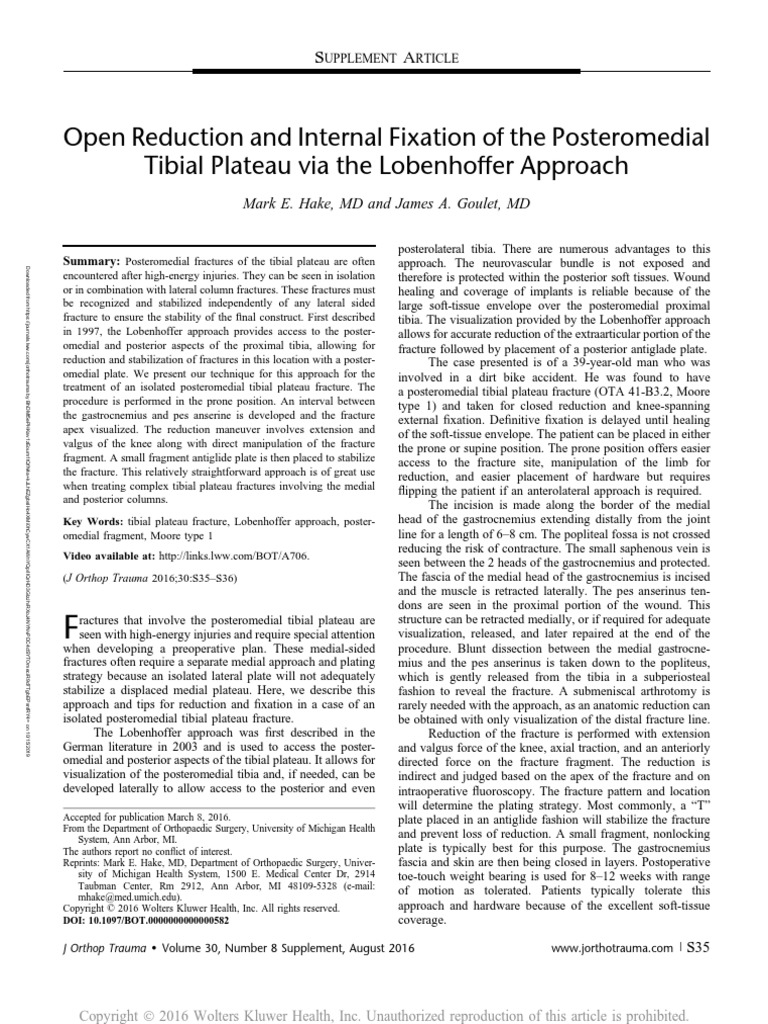 Open Reduction and Internal Fixation of The.17 | PDF | Human Leg | Surgery