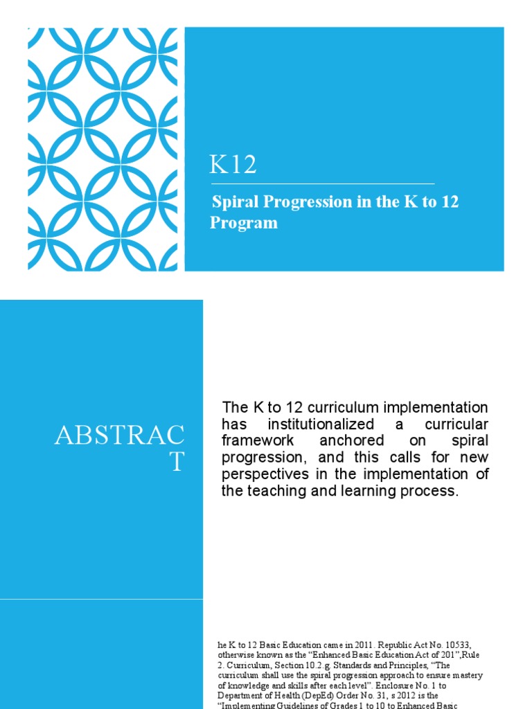K To 12 Spiral Progression Approach | PDF | Curriculum | Pedagogy