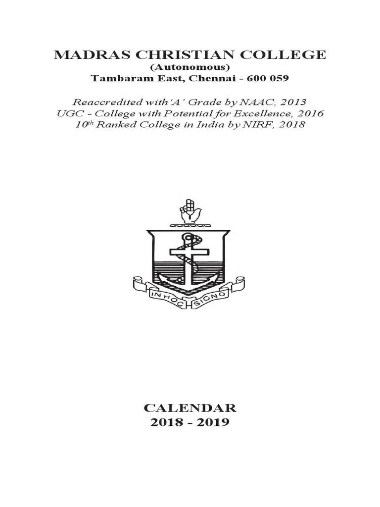 MCC Madras Christian College | PDF | Academic Degree