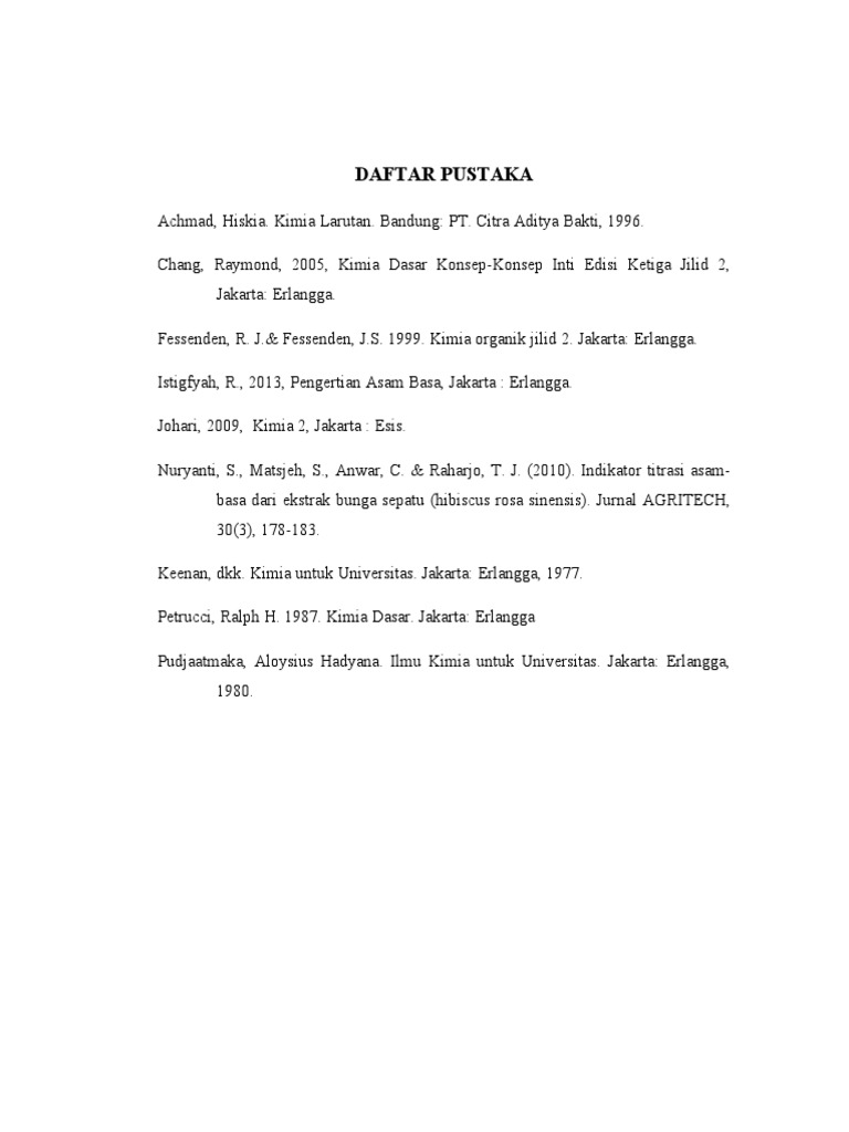 Daftar Pustaka Kimia Asam Basa | PDF | Sains & Matematika