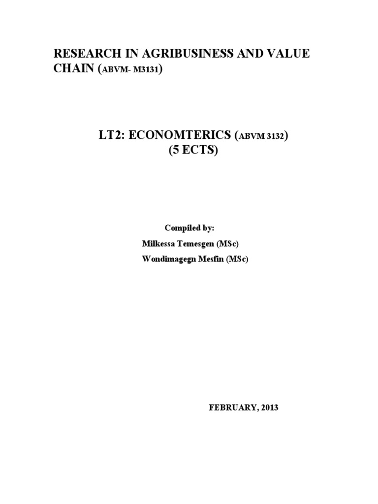 LT 2 Econometrics | PDF | Econometrics | Correlation And Dependence