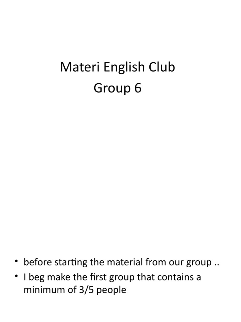 English Club Material Overview | PDF