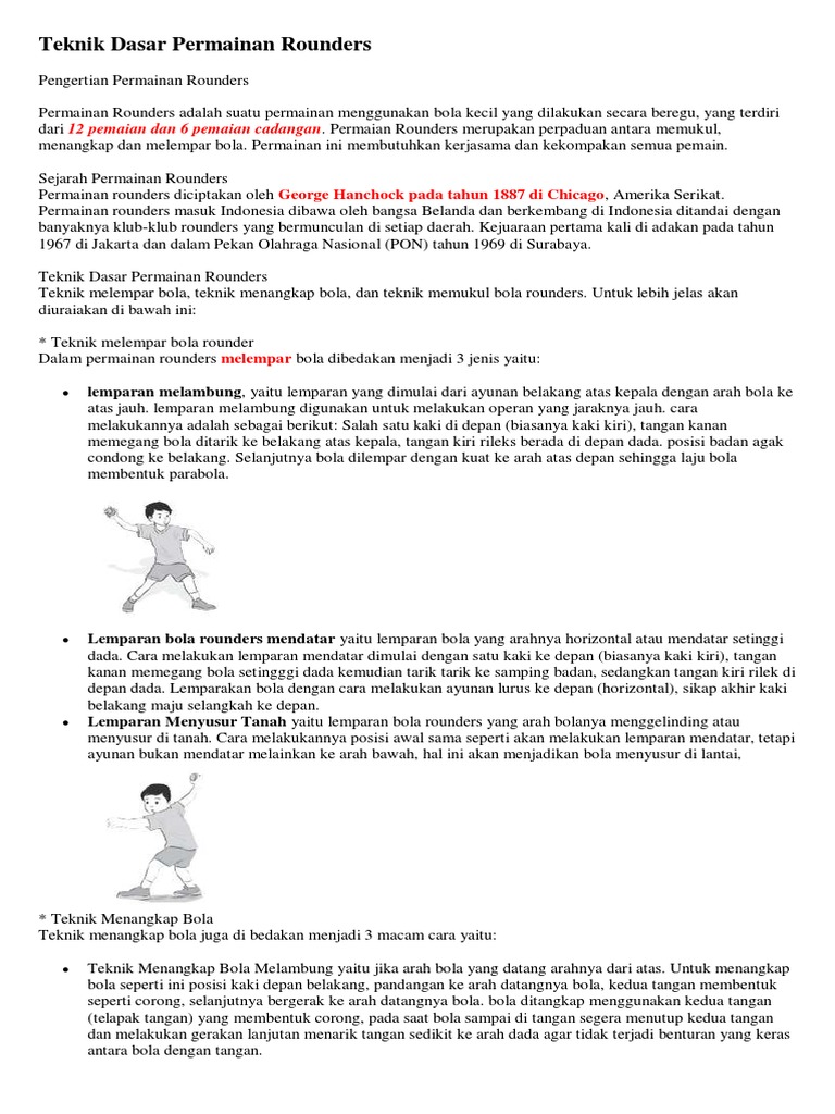 Teknik Dasar Permainan Rounders Kls 5 | PDF | Olahraga & Rekreasi | Pengembangan Diri