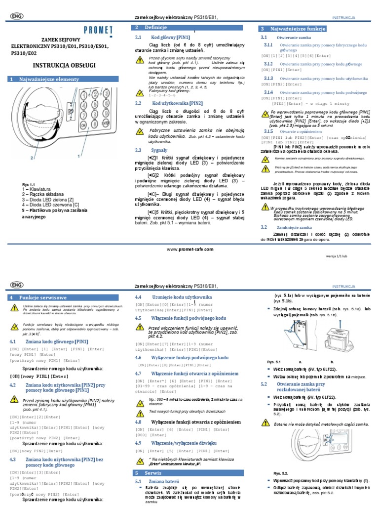 Obsluga Zamka PS310 | PDF