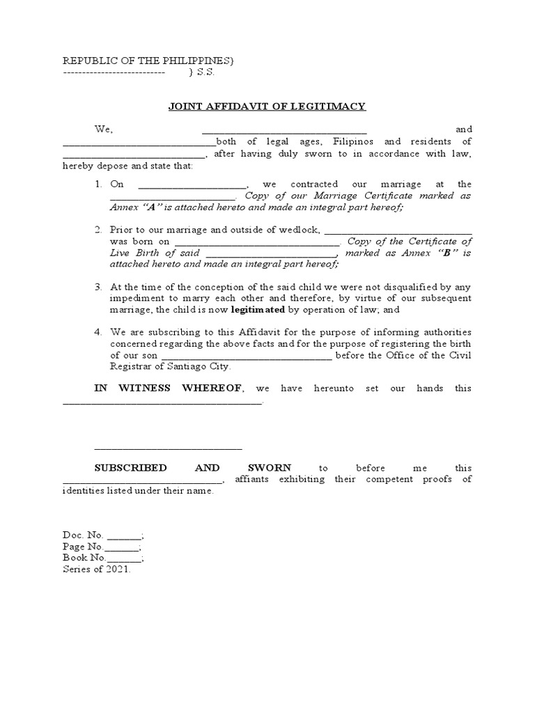 Sample Joint (Legitimation) | PDF
