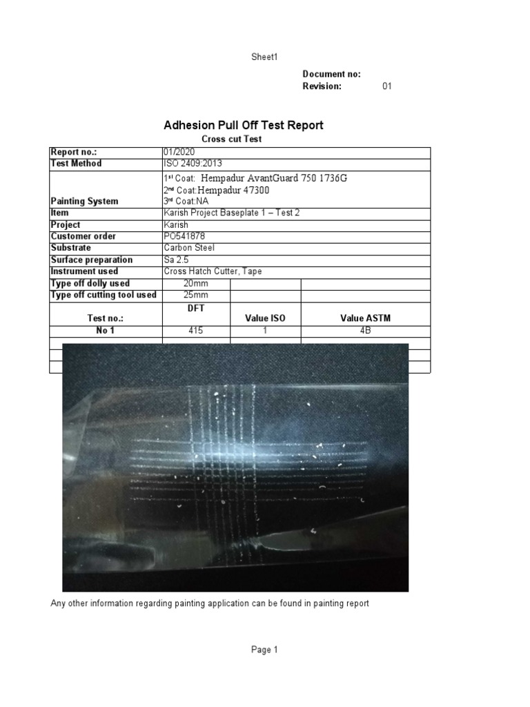 Adhesion Cross-Cut Test Example | PDF | Technology & Engineering