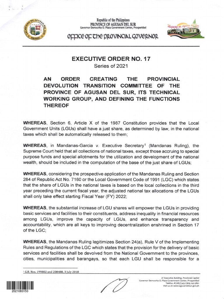 EO - Creating Devolution Transition COmmittee | PDF | Capacity Building | Fiscal Year