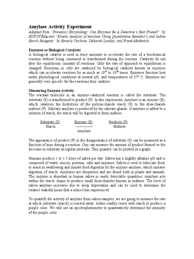 Amylase Activity | PDF | Enzyme | Catalysis