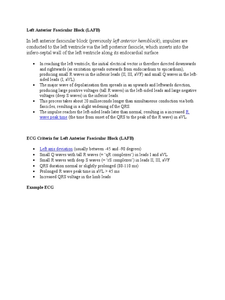 ECG Findings and Criteria for Diagnosing Left Anterior Fascicular Block ...