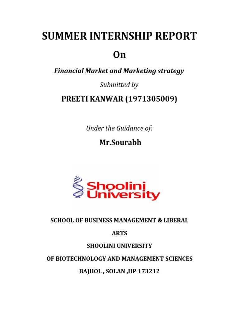 Summer Internship Report | PDF | Financial Markets | Investing